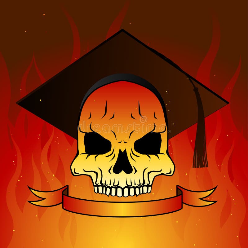 Skull in Graduation Student Hat, Stock Vector - Illustration of dead ...