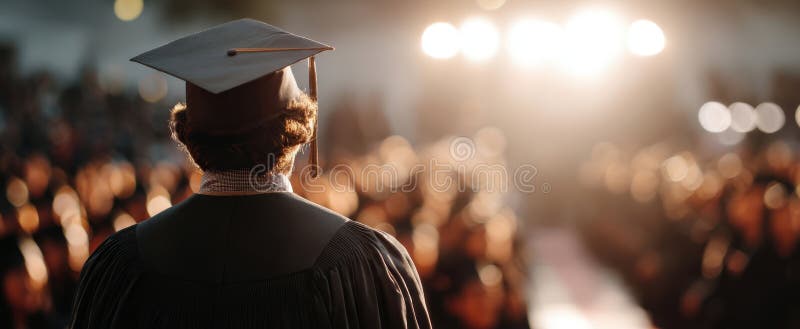 The Graduate Standing Proudly at a Commencement Ceremony Amidst a ...