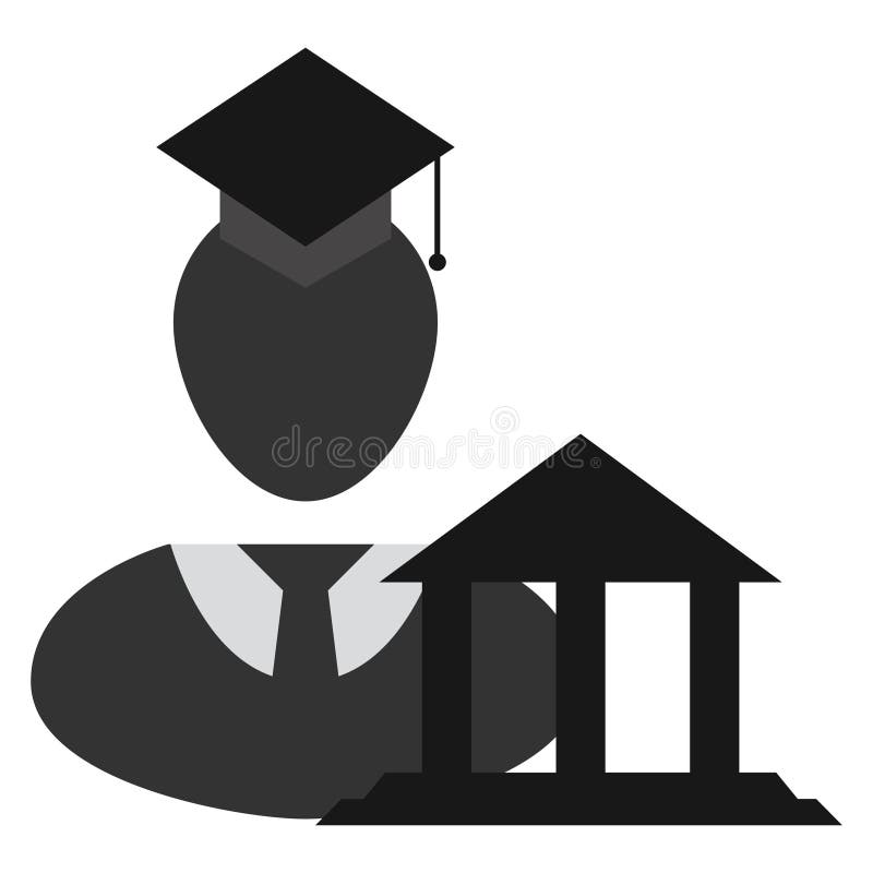Graduate Student with Building. Vector Illustration Decorative Design ...