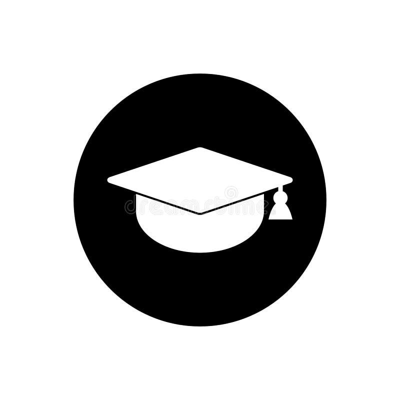 Graduate Student Cap Button Icon. Stock Vector - Illustration of flat ...