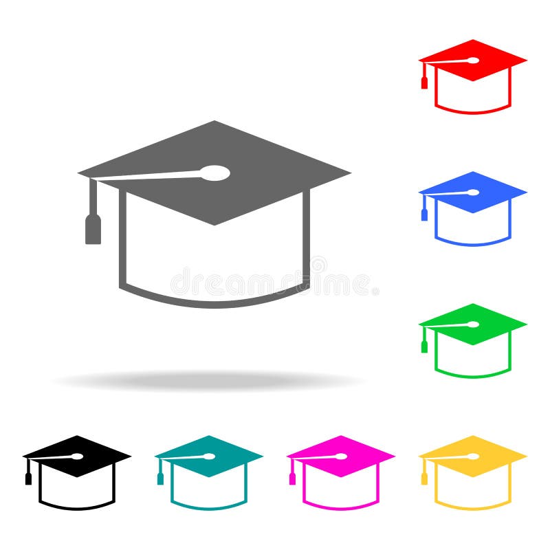Graduate Student Cap Icon. Elements of School and Study Multi Colored ...