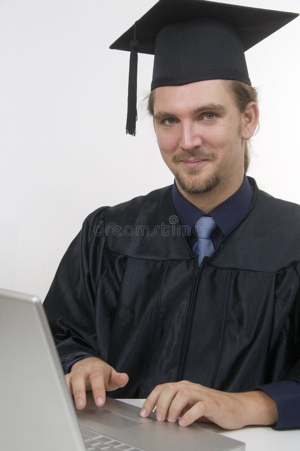 Graduate Student with Computer Stock Photo - Image of person, graduate ...