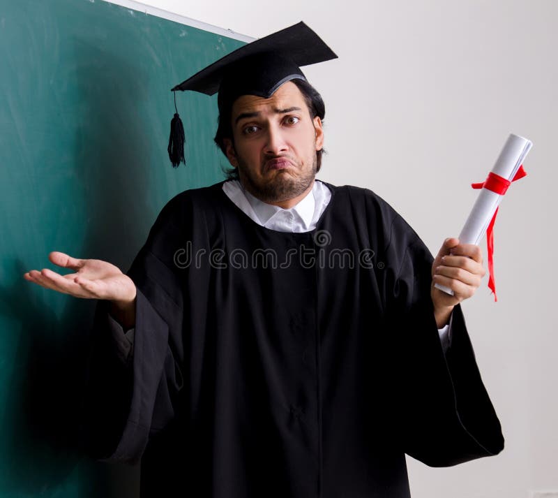 Graduate Student in Front of Green Board Stock Image - Image of master ...