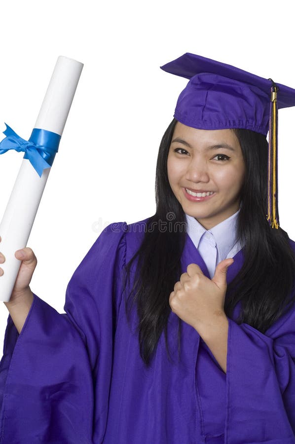 Graduate Student Holding Her Degree Stock Photo - Image of girl, gown ...