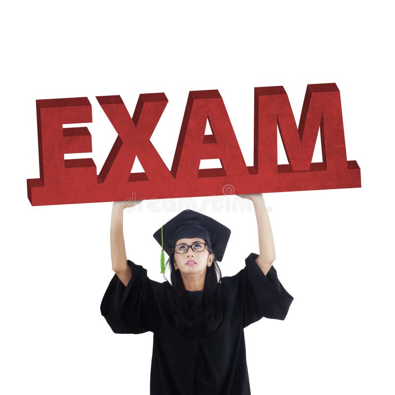 Graduate Student Holds an Exam Text Stock Photo - Image of hold, lift ...