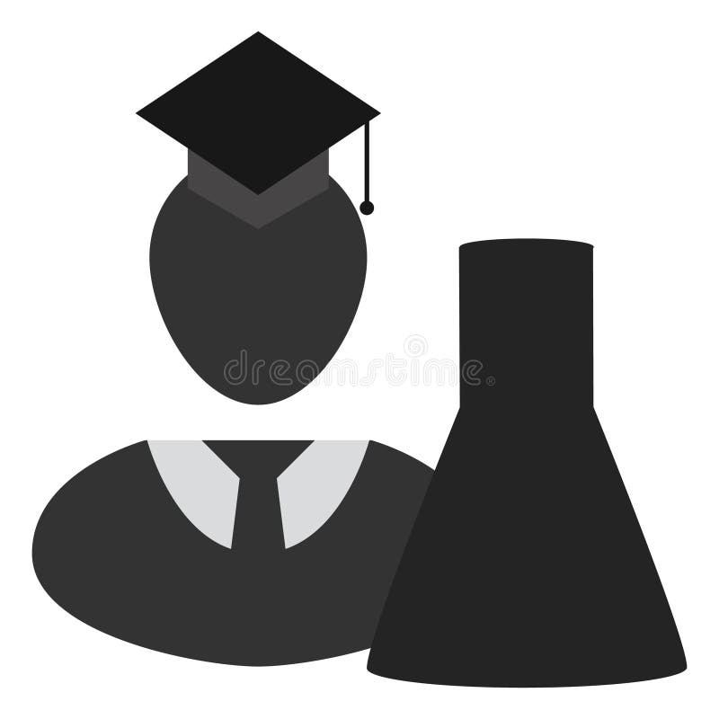 Graduate Student with Laboratory Flask. Vector Illustration Decorative ...