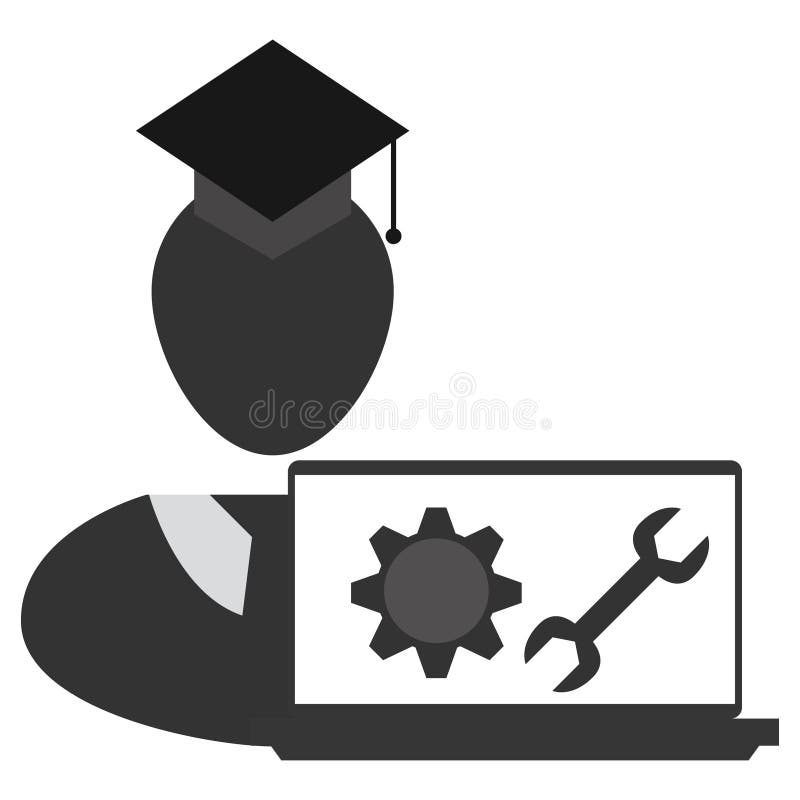 Graduate Student with Laptop. Vector Illustration Decorative Design ...