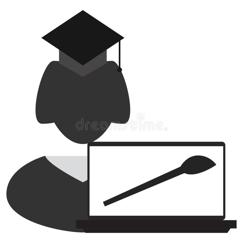 Graduate Student with Laptop. Vector Illustration Decorative Design ...