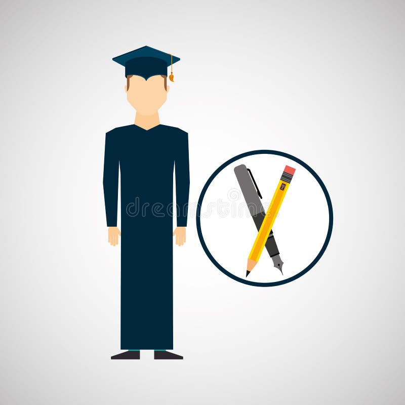 Graduate Student Man Writing Stock Vector - Illustration of examination ...