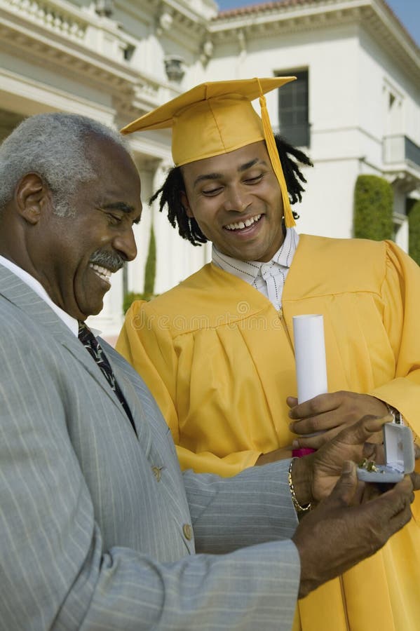 Graduate with Father Outside University Stock Photo - Image of outdoors ...