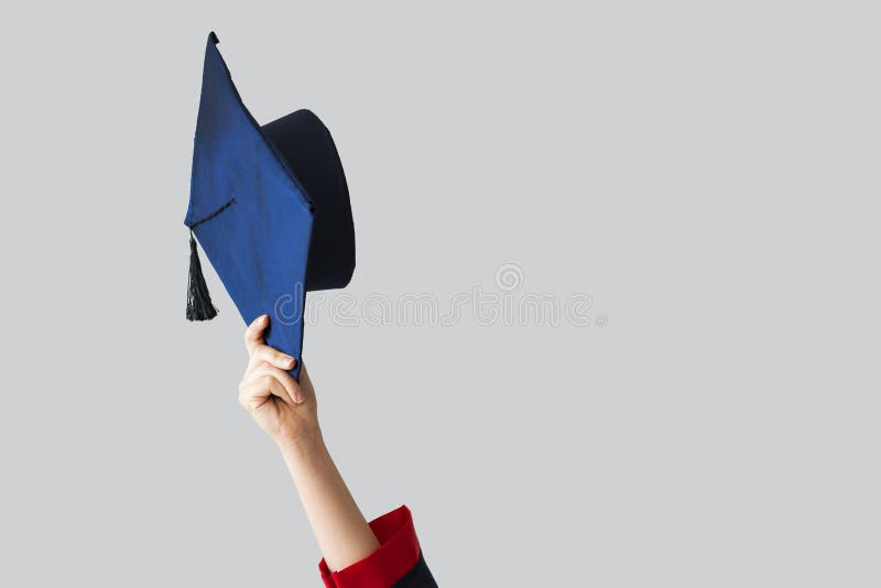 Graduate Student Rising Up Her Cap Stock Photo - Image of throwing ...