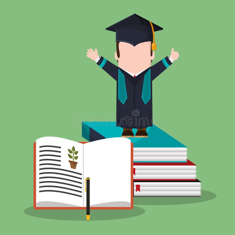 Graduate Student Stack Book Biology Stock Vector - Illustration of ...