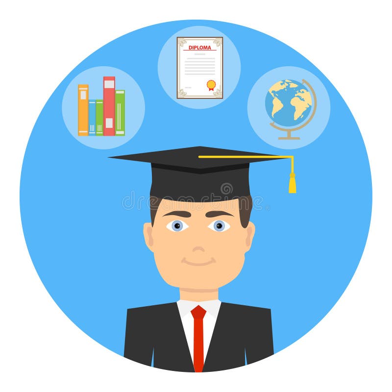 Graduate Student. a Student in a Graduate Cap Stock Illustration ...