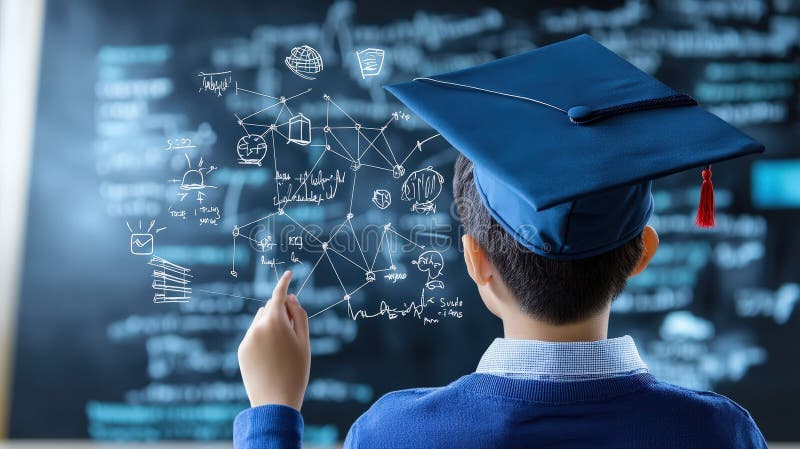 Graduate Student Studying Network Diagram Technology Education Stock ...