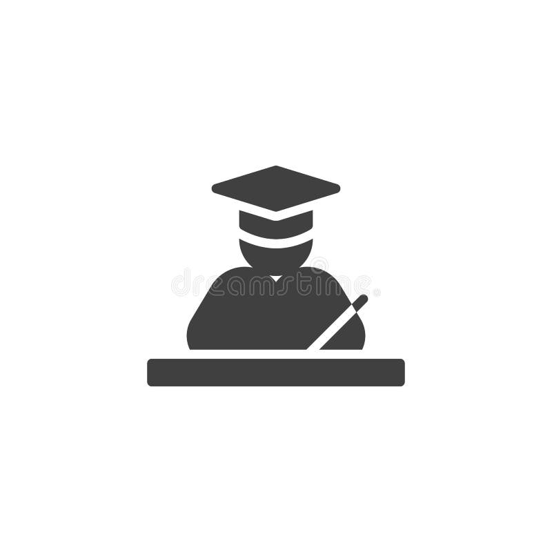 Graduate Student Writing at the Table Vector Icon Stock Vector ...