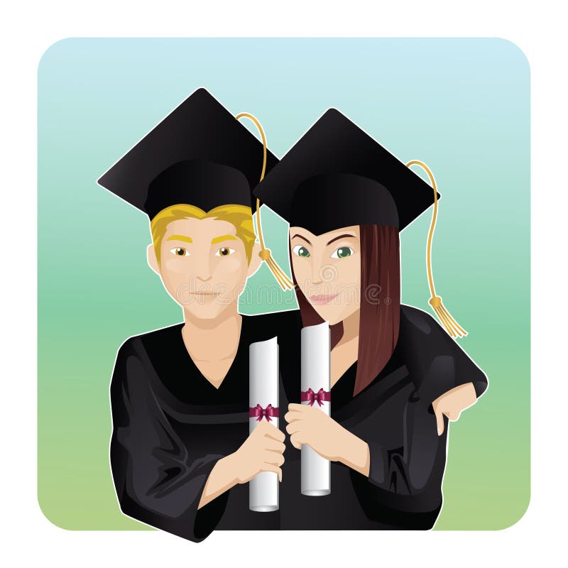 Graduate Students. Vector Illustration Decorative Design Stock Vector ...
