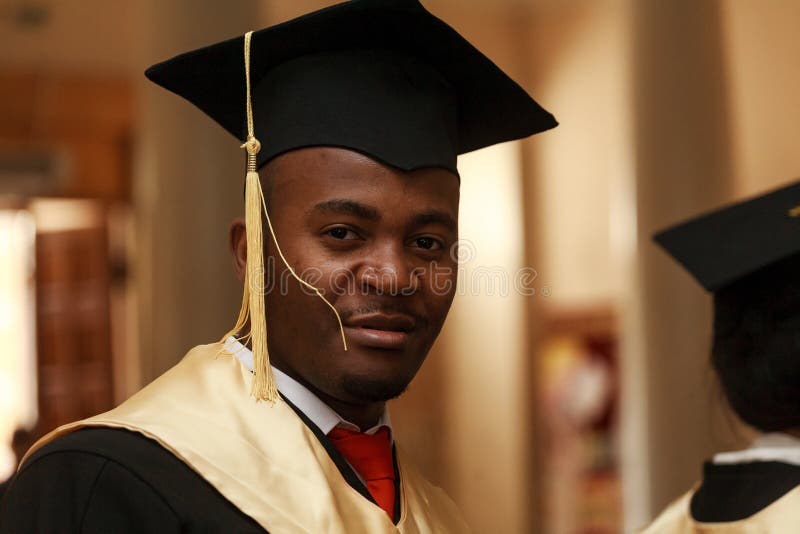 Graduate Students Wearing Graduation Hat and Gown Stock Image - Image ...
