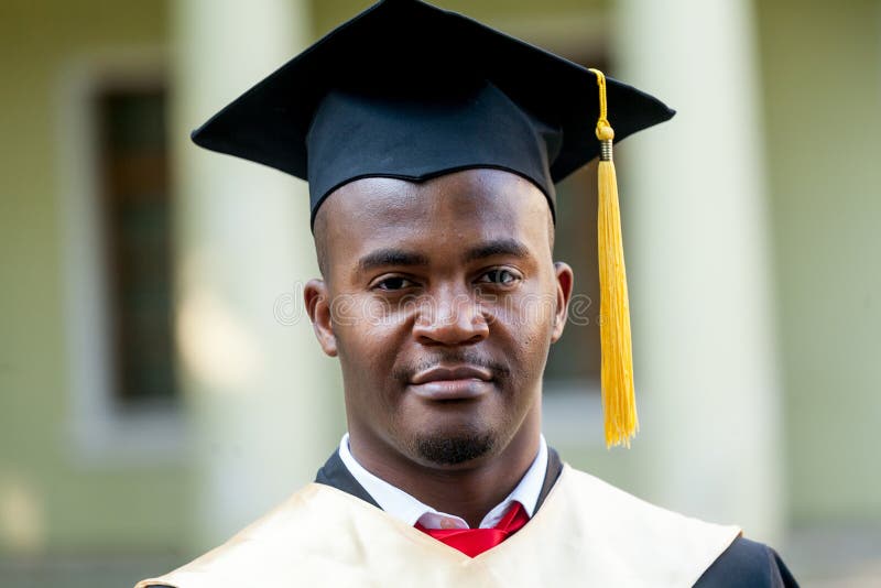 Graduate Students Wearing Graduation Hat and Gown Stock Image - Image ...