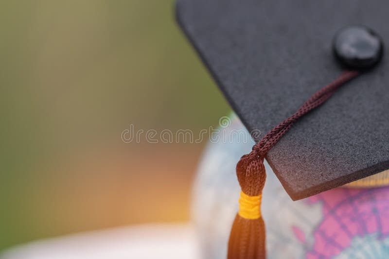 Graduate Study Abroad Concept, Graduation Cap on Top Earth Globe Model ...