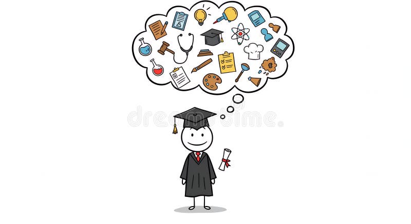 Graduate Thinking about Future Career Options Illustration Stock ...