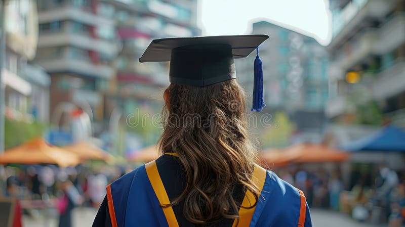 Graduate Viewed from Behind in Urban Setting. Stock Photo - Image of ...