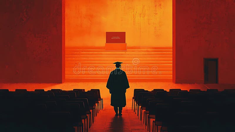 Graduate Walking Towards Uncertain Future Stock Illustration ...