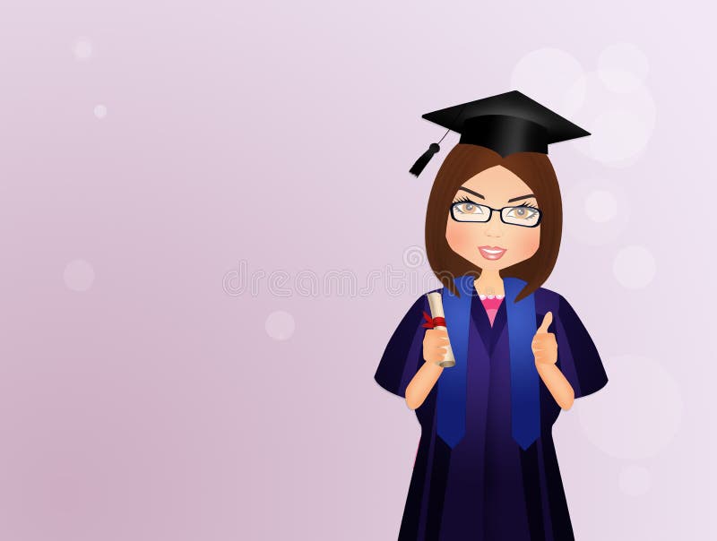 Graduate Woman Cartoon Character, Vector Illustration. College Student ...
