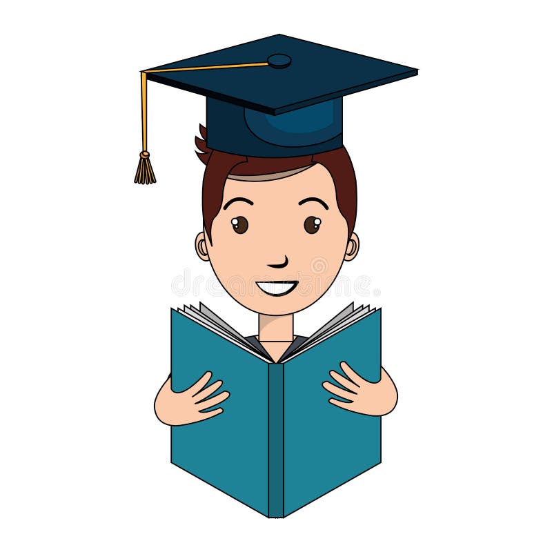 Graduated Avatar Character Reading Book Stock Vector - Illustration of ...