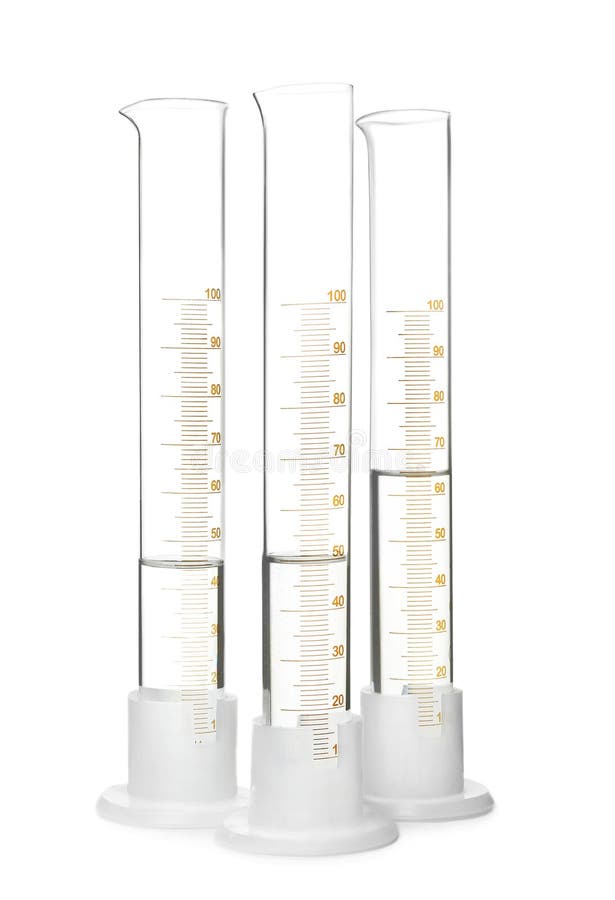 Graduated Cylinders with Liquid on White Background Stock Photo - Image ...