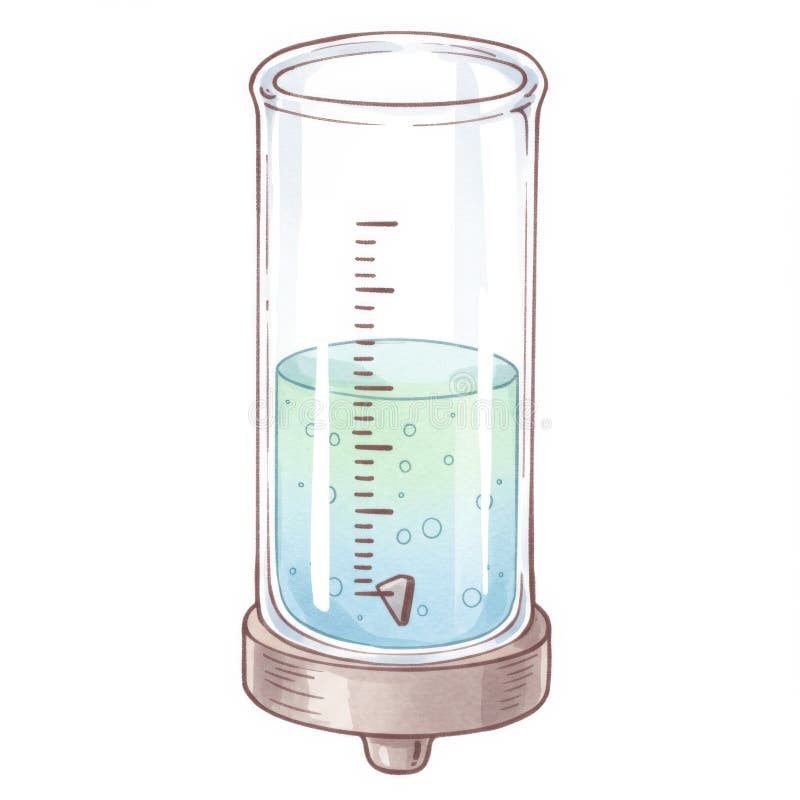 Graduated Glass Cylinder with Teal Liquid Stock Illustration ...