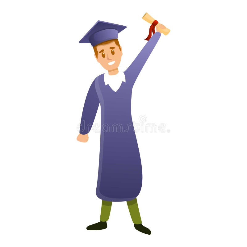 Graduated Student Diploma Icon, Cartoon Style Stock Vector ...
