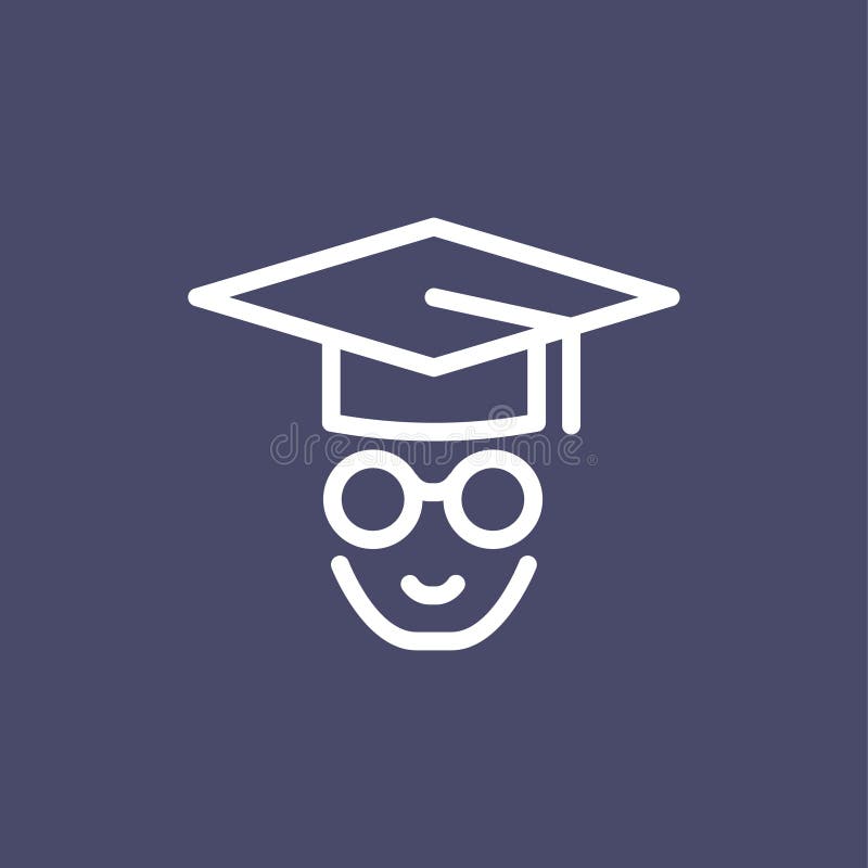 Graduated Student Icon Simple Flat Style Outline Illustration Stock ...