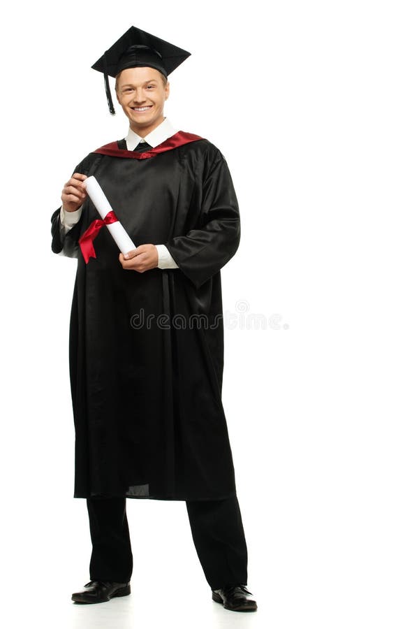 Graduated Student Man Isolated on White Stock Photo - Image of enjoying ...