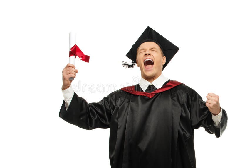 Graduated Student Man Isolated on White Stock Image - Image of ceremony ...