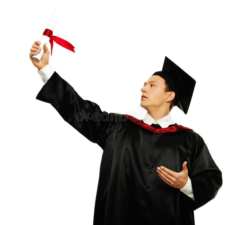 Graduated Student Man Isolated on White Stock Image - Image of ...