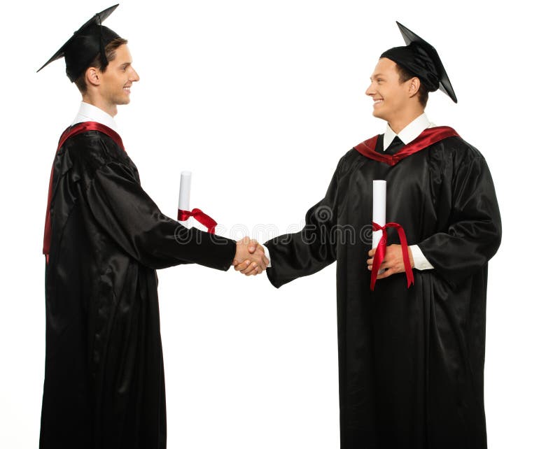 Graduated Student Men Shaking Hands Stock Image - Image of hand ...
