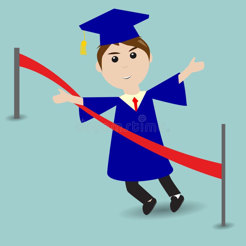 Graduated Student Running To the Finish Line Stock Vector ...