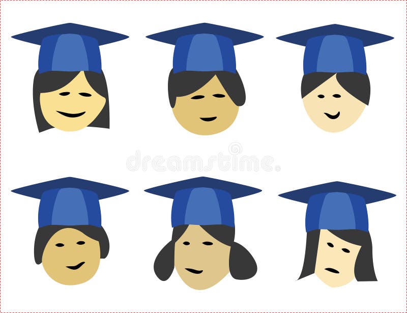Vector of Graduated Students Wearing Graduation Caps. a Group of ...
