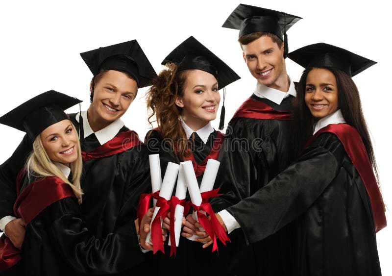 Graduated Students Isolated on White Stock Photo - Image of bachelor ...