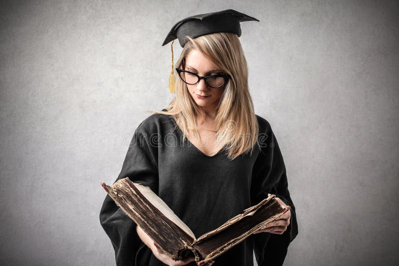 Graduated Woman Reading a Book Stock Image - Image of school, proof ...