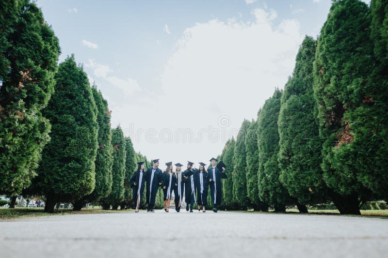 Graduates Celebrate Achievements, Wearing Caps and Gowns. they Create ... Graduates Celebrate Achievements, Wearing Caps and Gowns. they Create ...