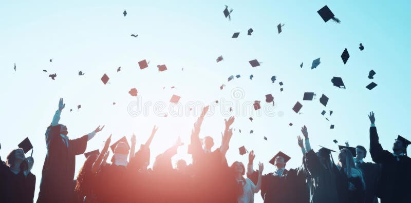 Graduates Celebrate and Throw Caps into Sky, Marking Milestone ...