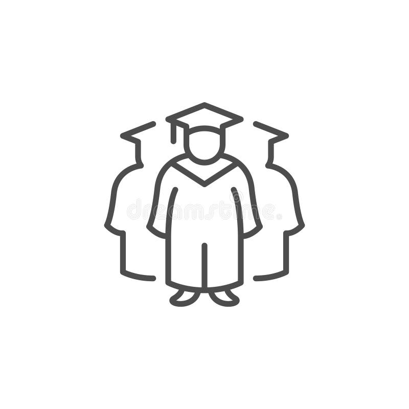 Graduate Line Outline Icon or Graduation Sign Stock Vector ...