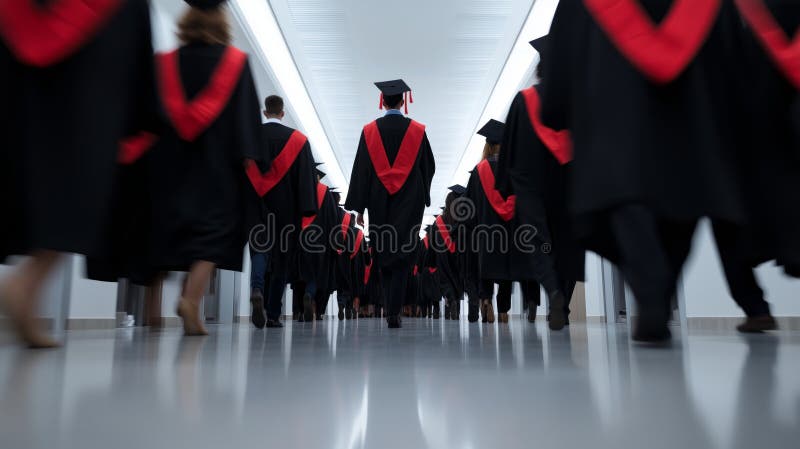 Graduates Walking in Corridor after Graduation Ceremony Stock ...