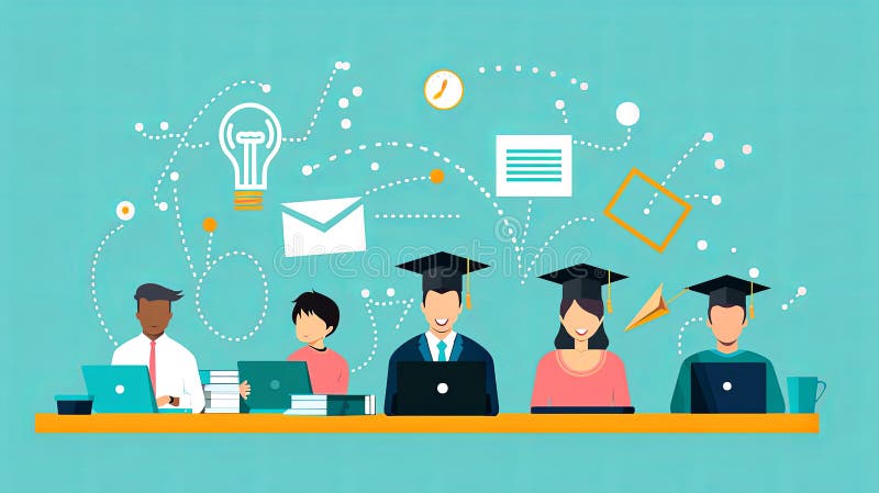 Graduates Working on Laptops Symbolize Innovation and Modern Education ...