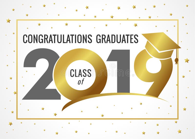 Class of 2019 Graduation Banner with Gold Glitter Confetti Stock Vector ...