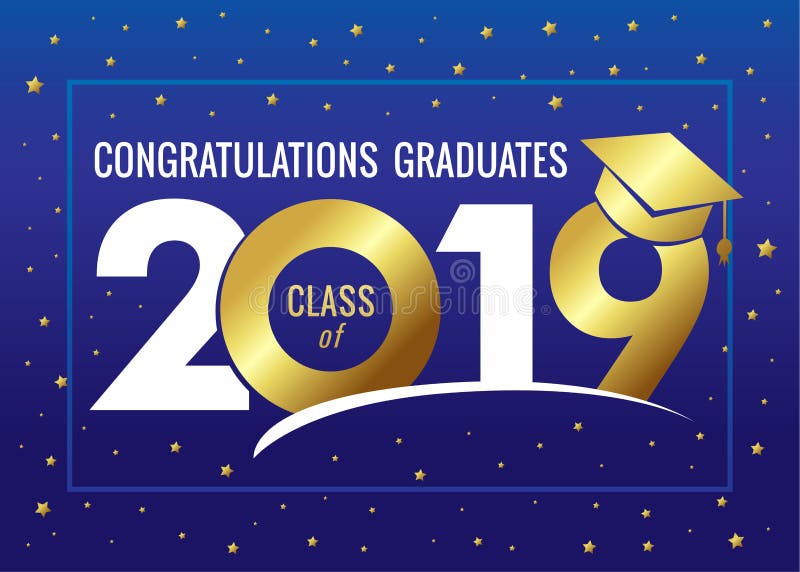 Class of 2019 Graduation Banner with Gold Glitter Confetti Stock Vector ...