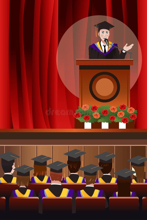 Graduating Man Giving a Speech Stock Vector - Illustration of audience ...