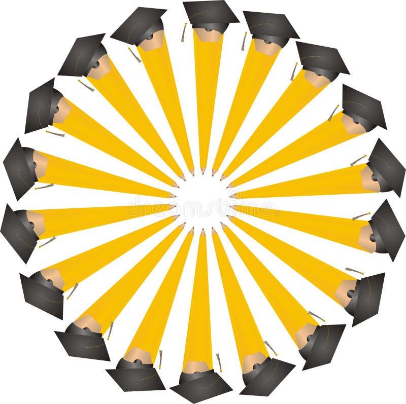 Graduating Pencils in a Circle Stock Vector - Illustration of college ...