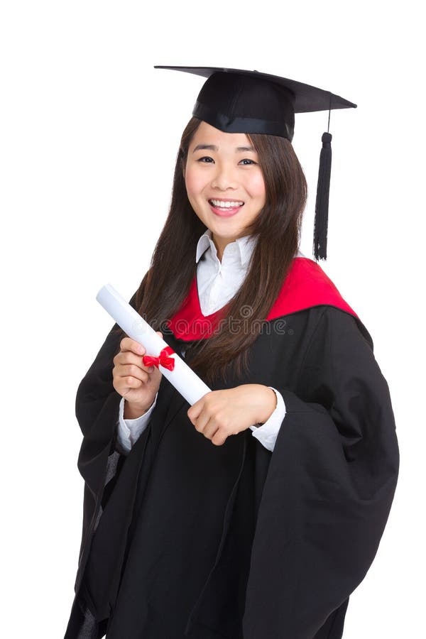 Graduating Student Girl with Academic Gown Stock Photo - Image of ...